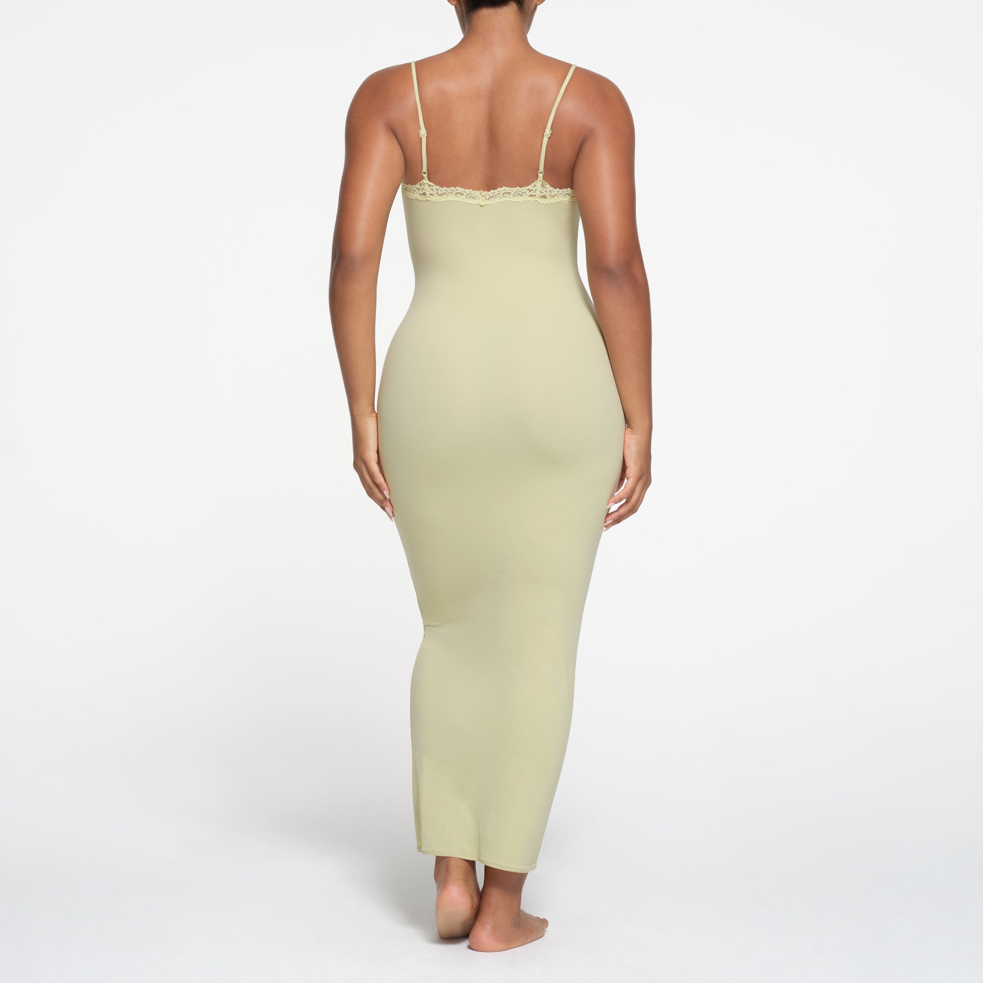 Skims Fits Everybody Lace Long Slip Dress - Bubble Gum Tonal | Editorialist Skims Fits Everybody Lace Long Slip Dress - Bubble Gum Tonal | Editorialist