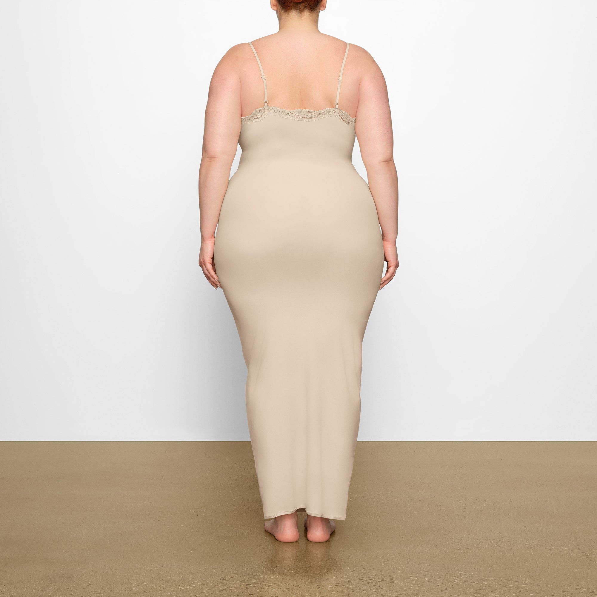 Skims Fits Everybody Lace Long Slip Dress - Bubble Gum Tonal | Editorialist Skims Fits Everybody Lace Long Slip Dress - Bubble Gum Tonal | Editorialist