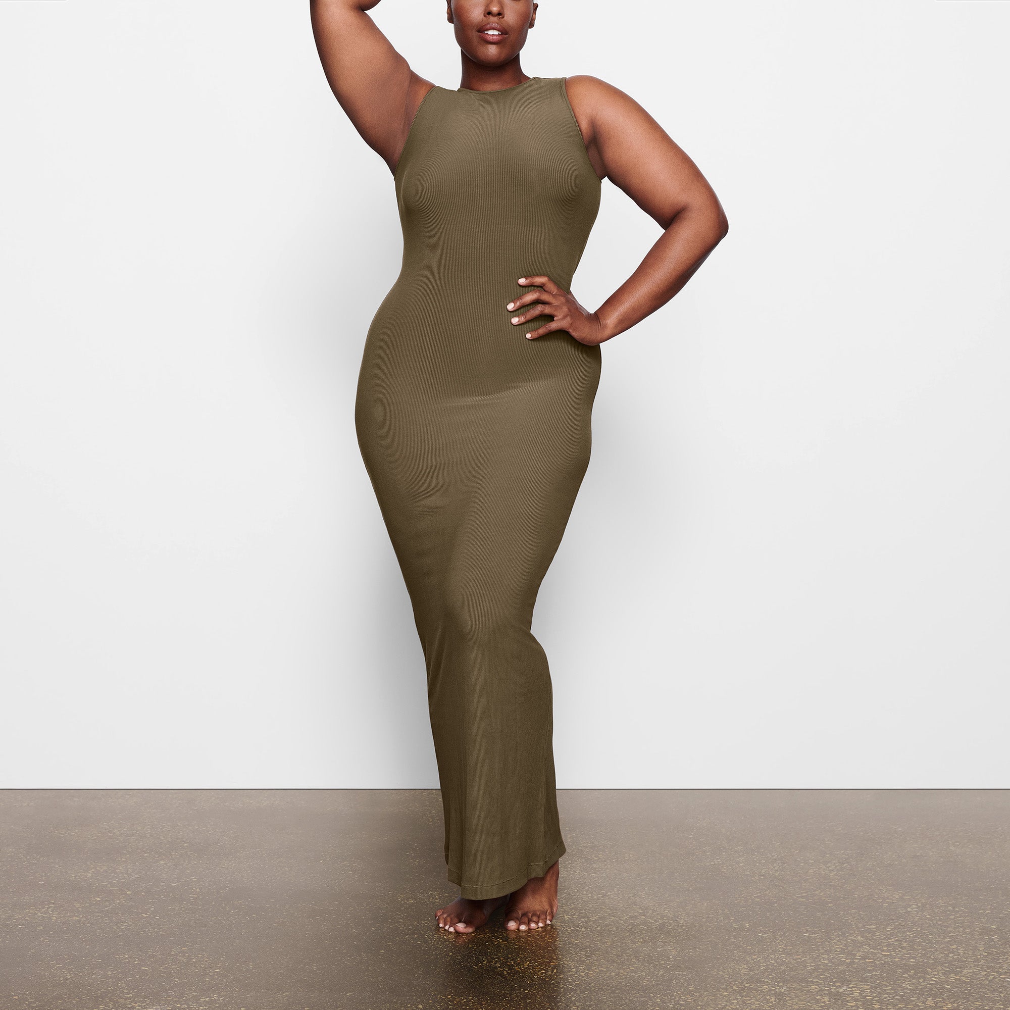 Skims Soft Lounge Sleeveless Long Dress - Marble | Editorialist