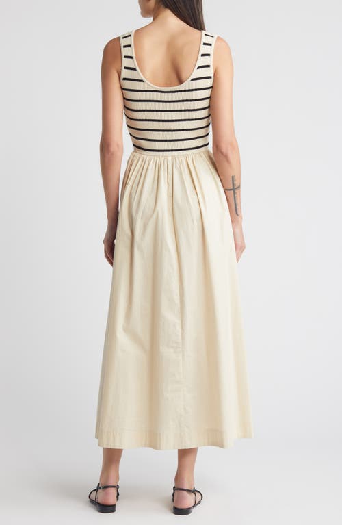 moon river cream striped midi dress Stripe Ruched Strapless Midi Dress (Women)