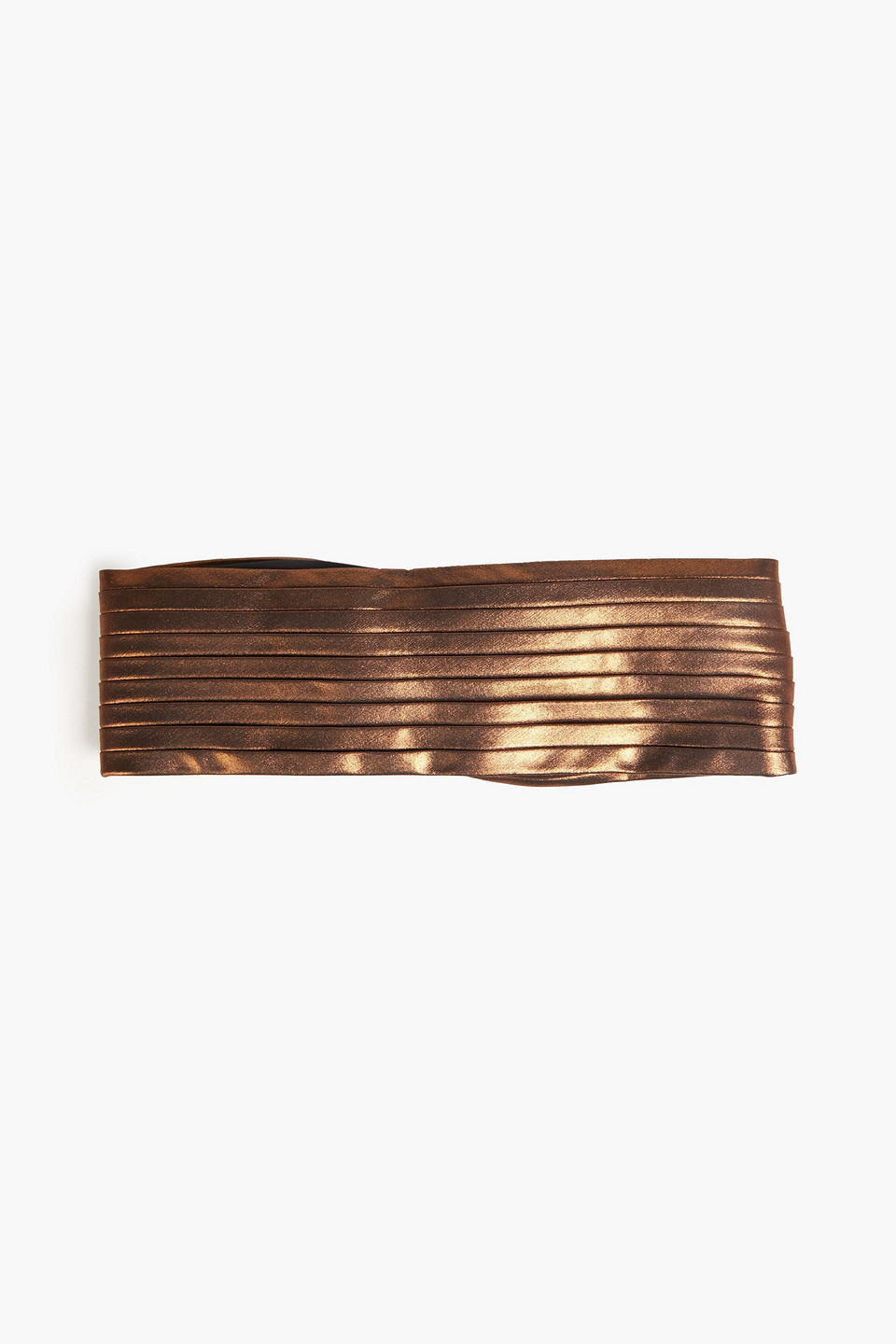 Eugenia Kim Azra Twisted Metallic Twill Headband In Bronze  display picture 1