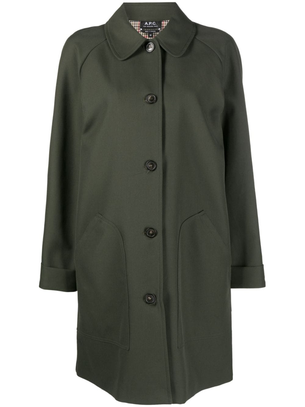 A.P.C. Single-Breasted Trench Coat In Green - 30% Off | Editorialist