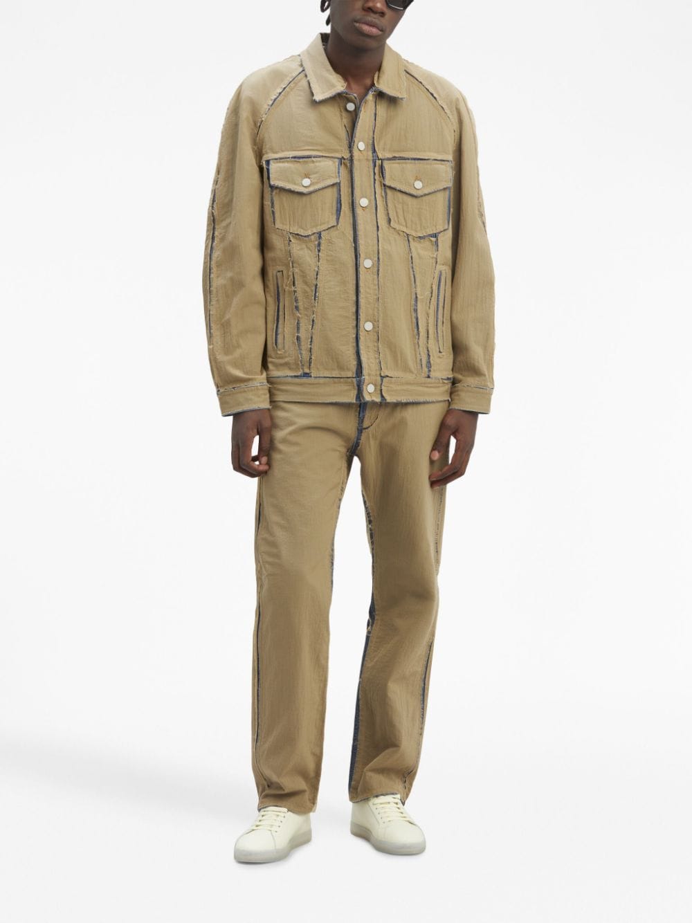 PALM ANGELS Logo-Patch Ripstop Denim Jacket
