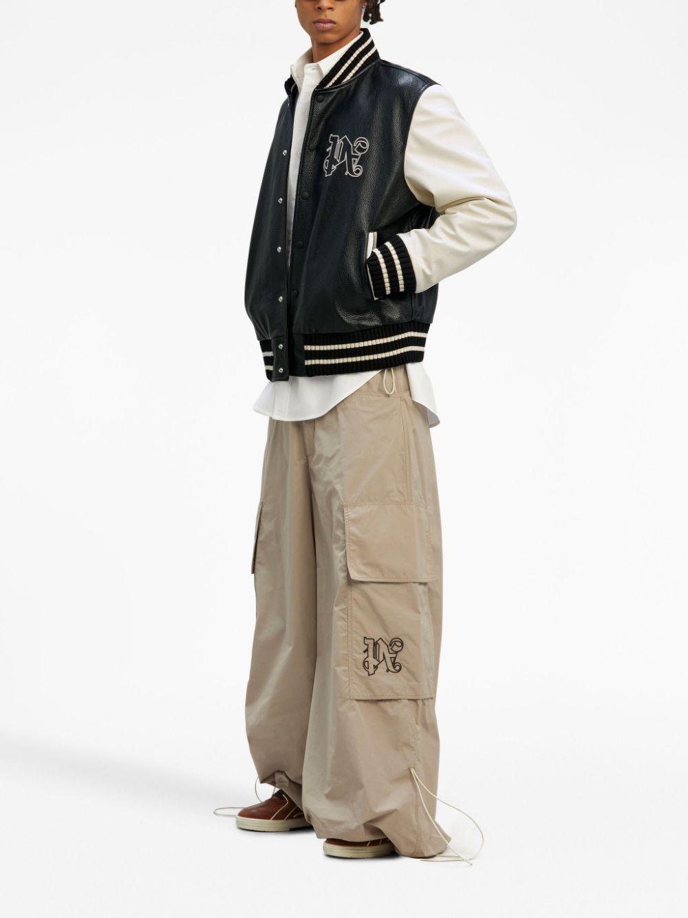 PALM ANGELS Palm Angels Monogram-Print Varsity Jacket
