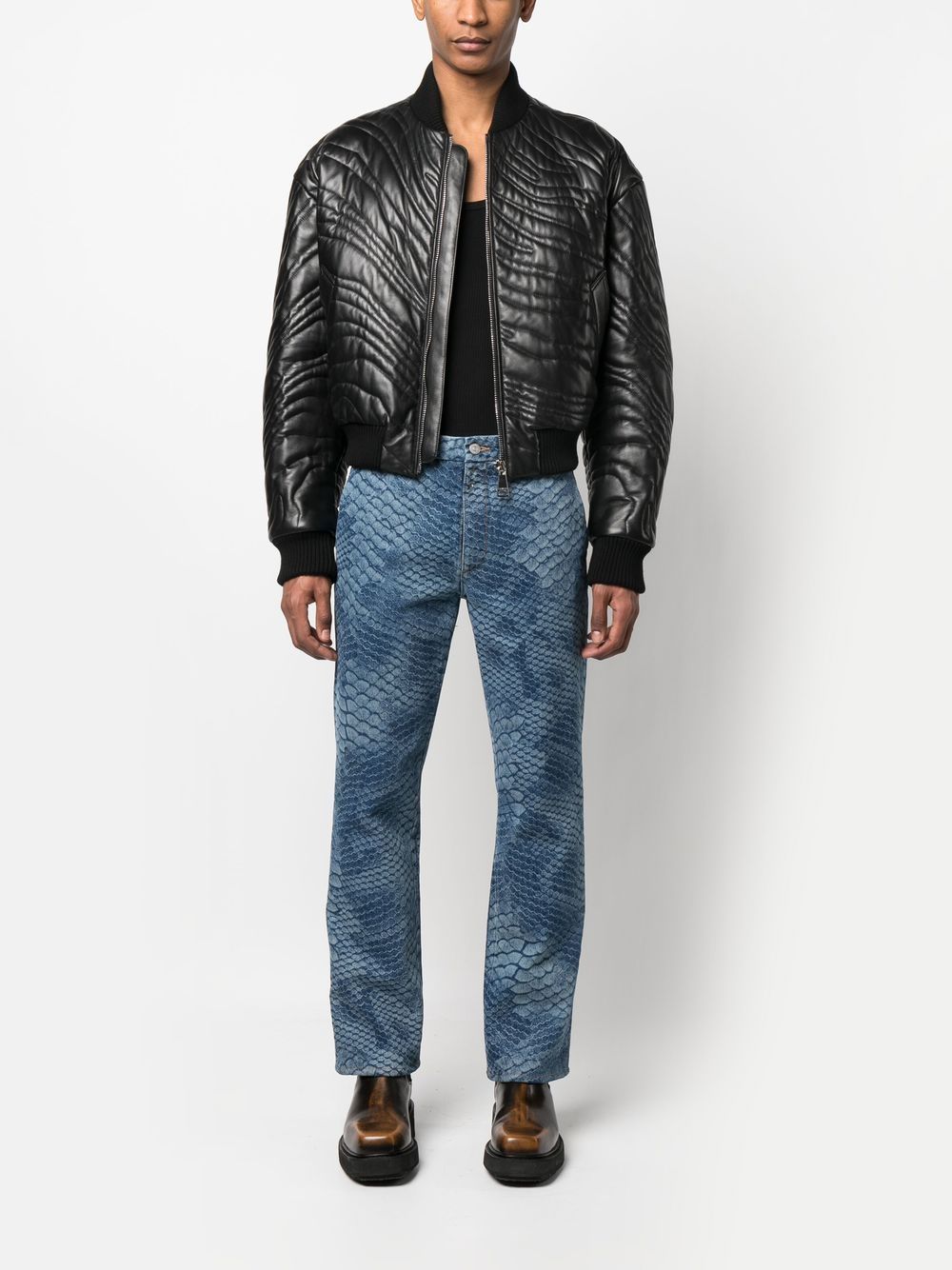 ROBERTO CAVALLI Leather Bomber Jacket
