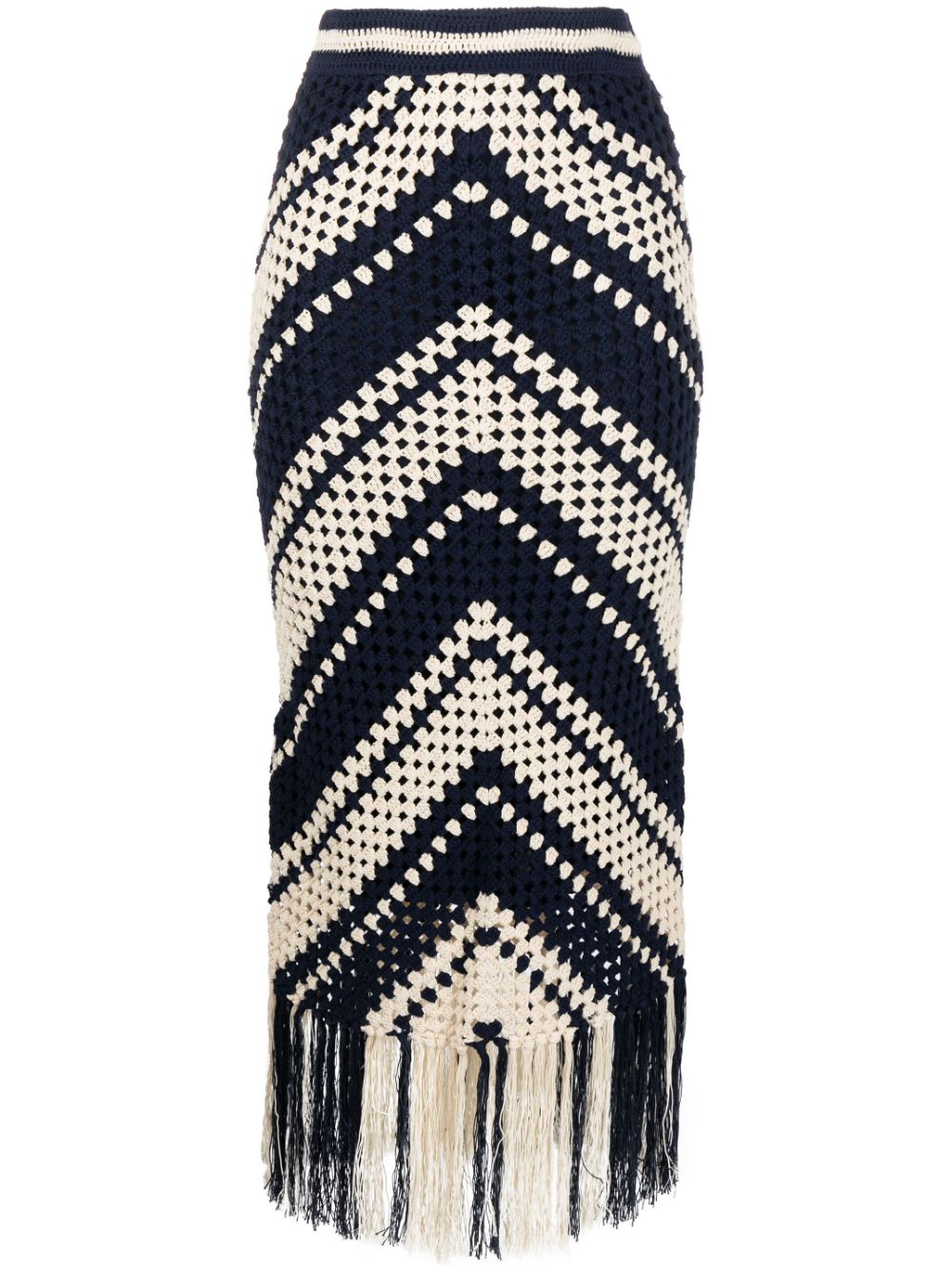 ZIMMERMANN Chintz Crochet Fringed Skirt