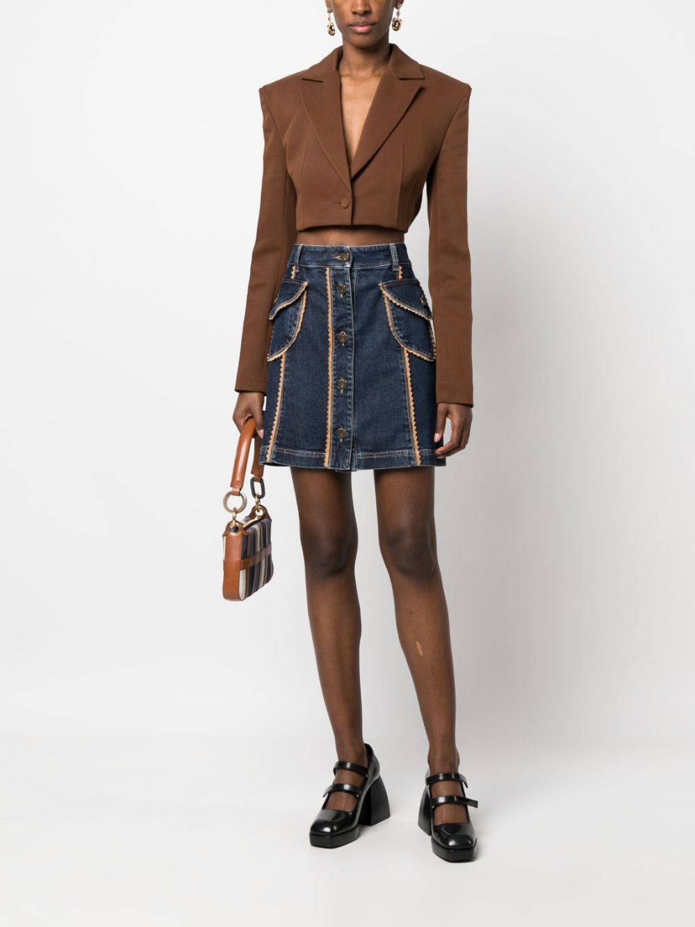 MOSCHINO Moschino Scallop-Edge Denim Miniskirt