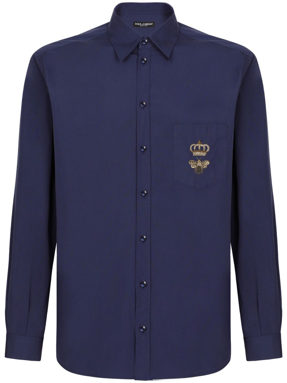 Dolce & Gabbana Logo-Embroidered Cotton Shirt - Blue | Editorialist Dolce & Gabbana Logo-Embroidered Cotton Shirt - Blue | Editorialist