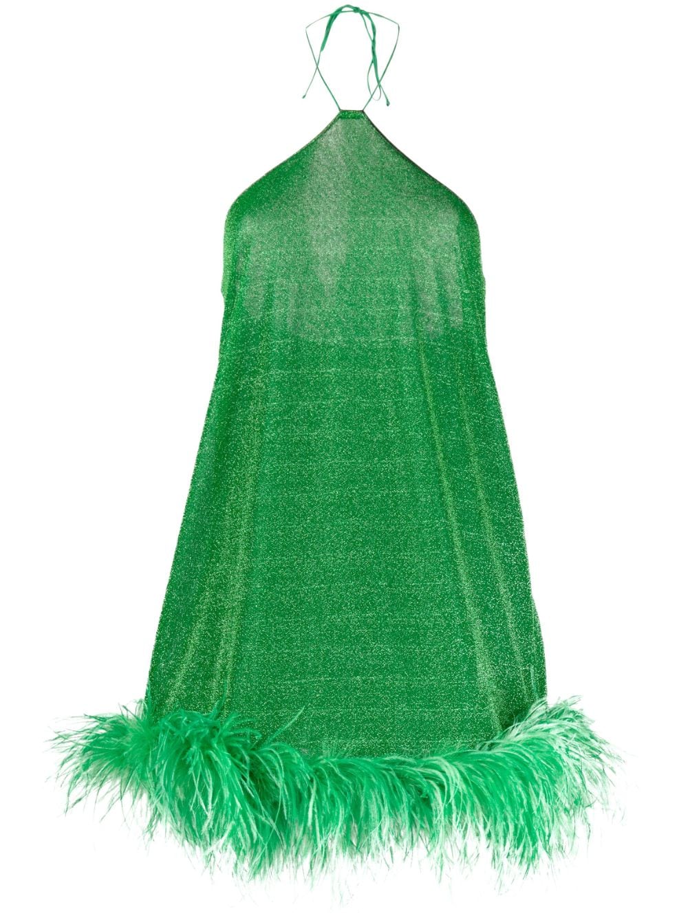 oseree green feather dress Oseree Lumiere Feathered Trim Halter Dress Green Size L