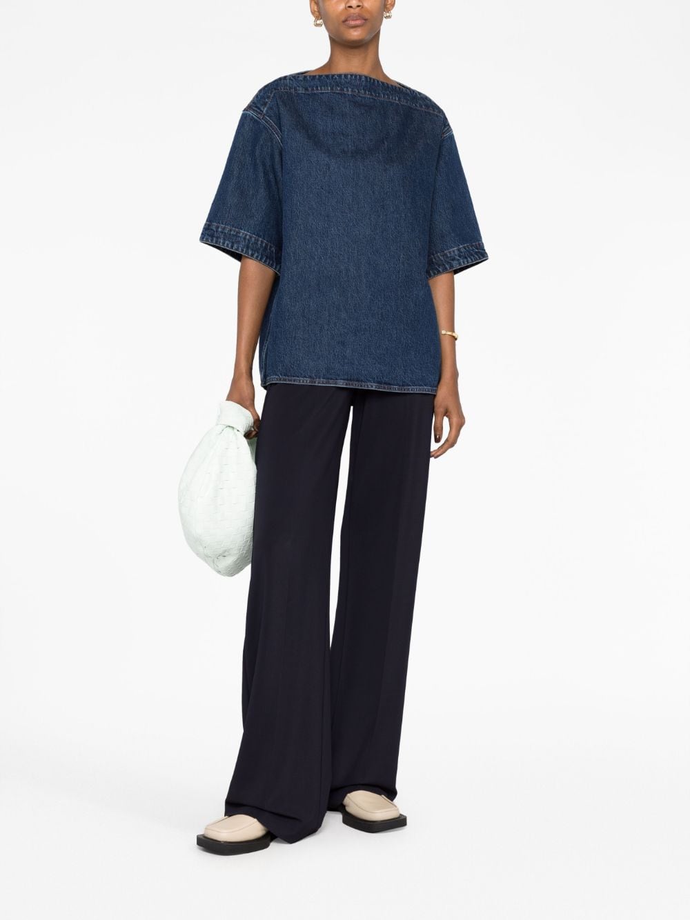 TOTÊME Denim Short-Sleeve Top