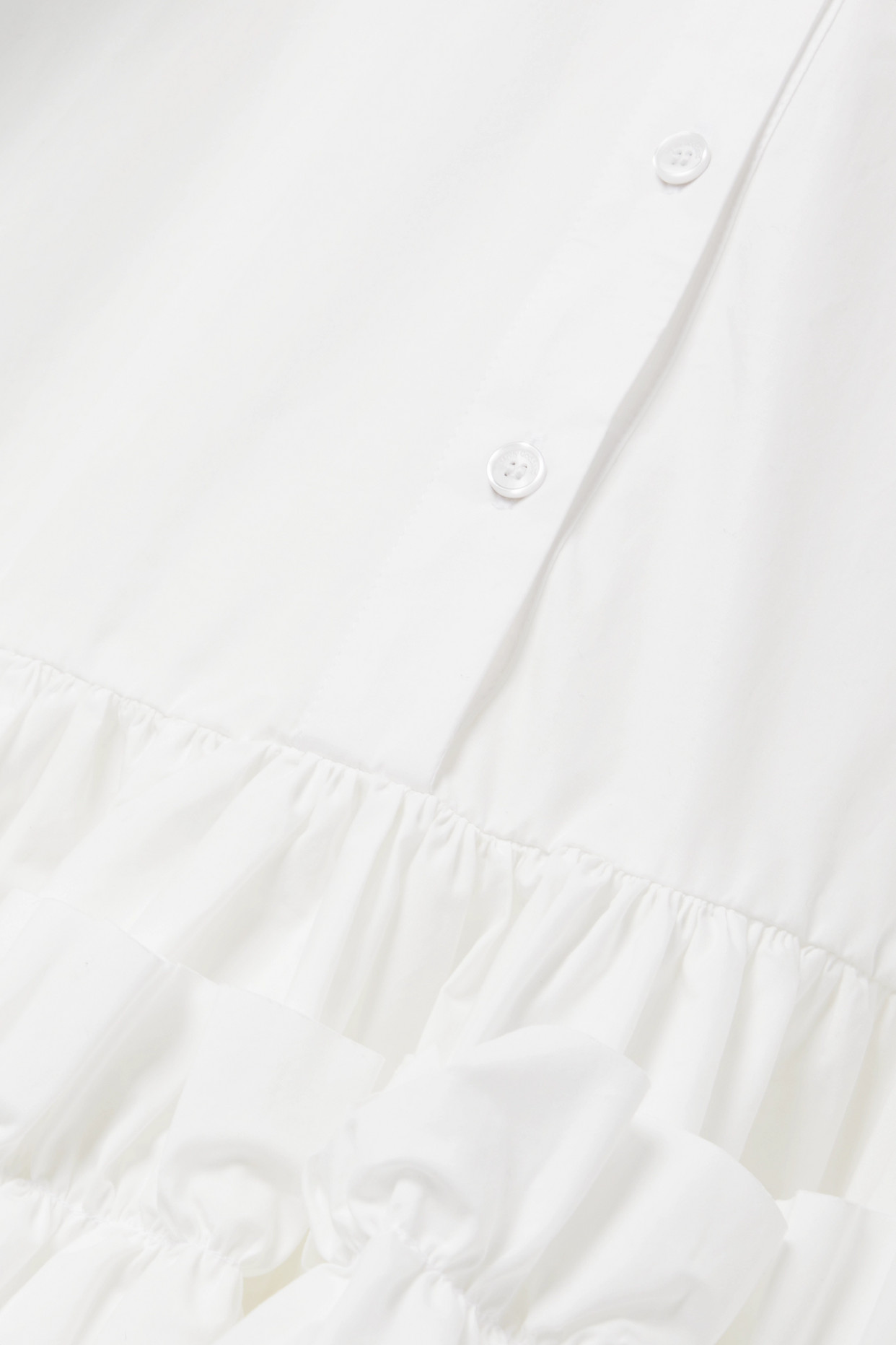 Molly Goddard Miley Ruffled Cotton Mini Shirt Dress In White - 50