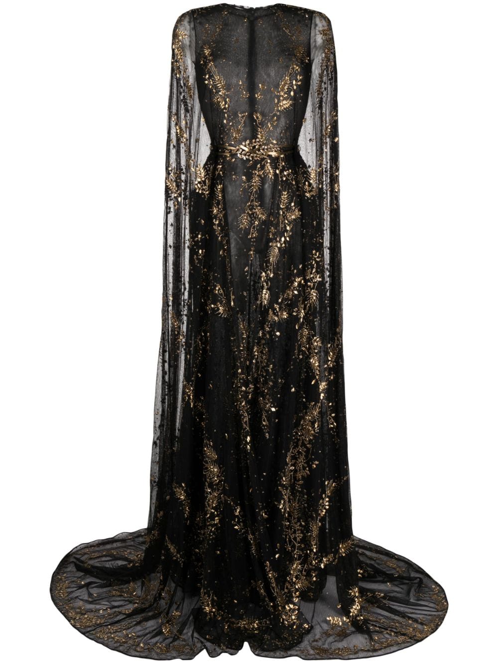 Saiid Kobeisy Tulle Beaded Cape Dress In Black - 50% Off | Editorialist Saiid Kobeisy Tulle Beaded Cape Dress In Black - 50% Off | Editorialist