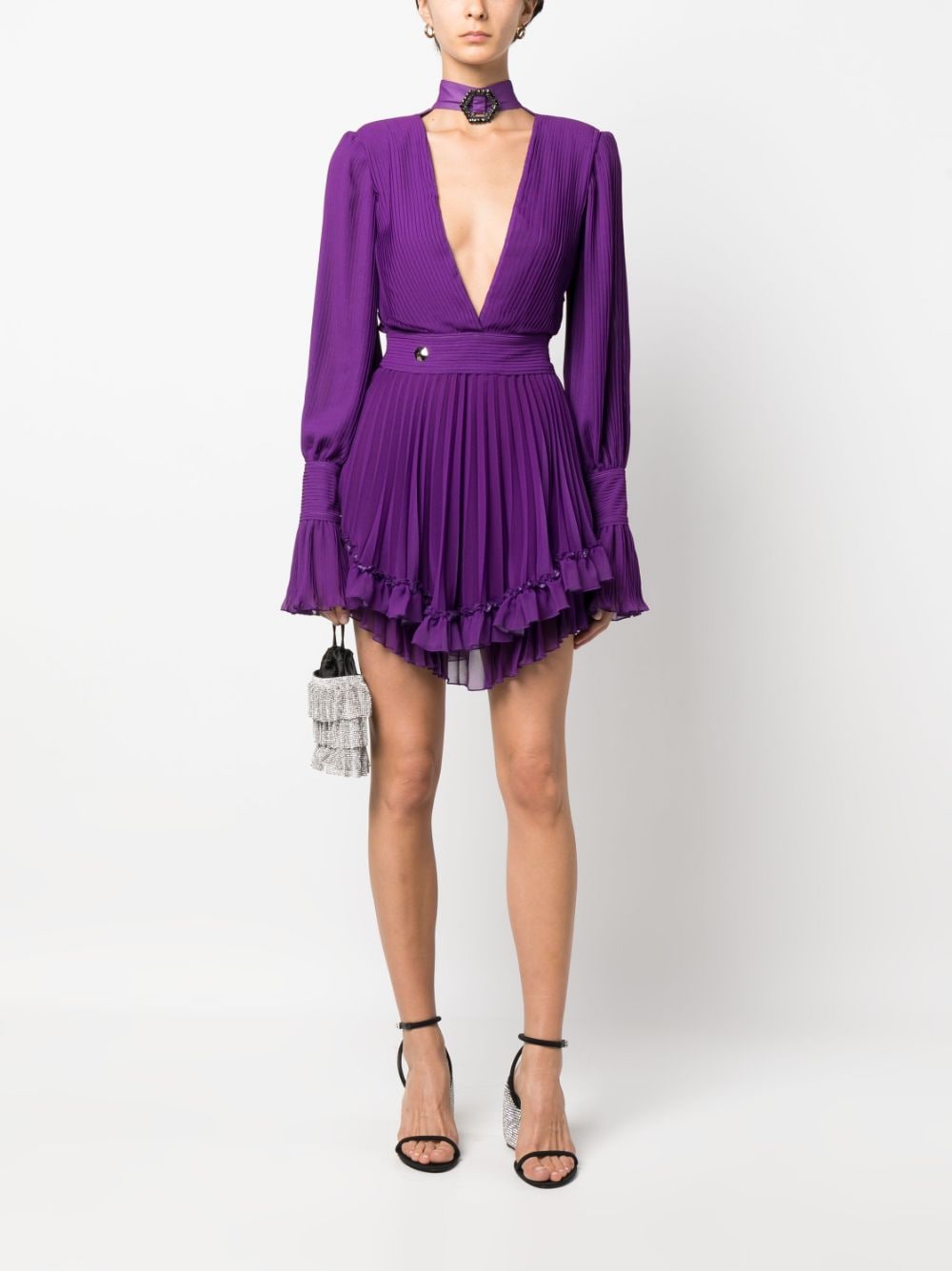 PHILIPP PLEIN Philipp Plein Plunging V-Neck Pleated Dress