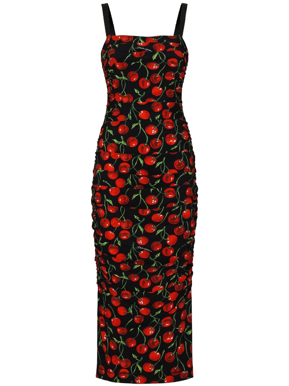 Dolce & Gabbana Cherry-Print Midi Dress In Black - 55% Off | Editorialist