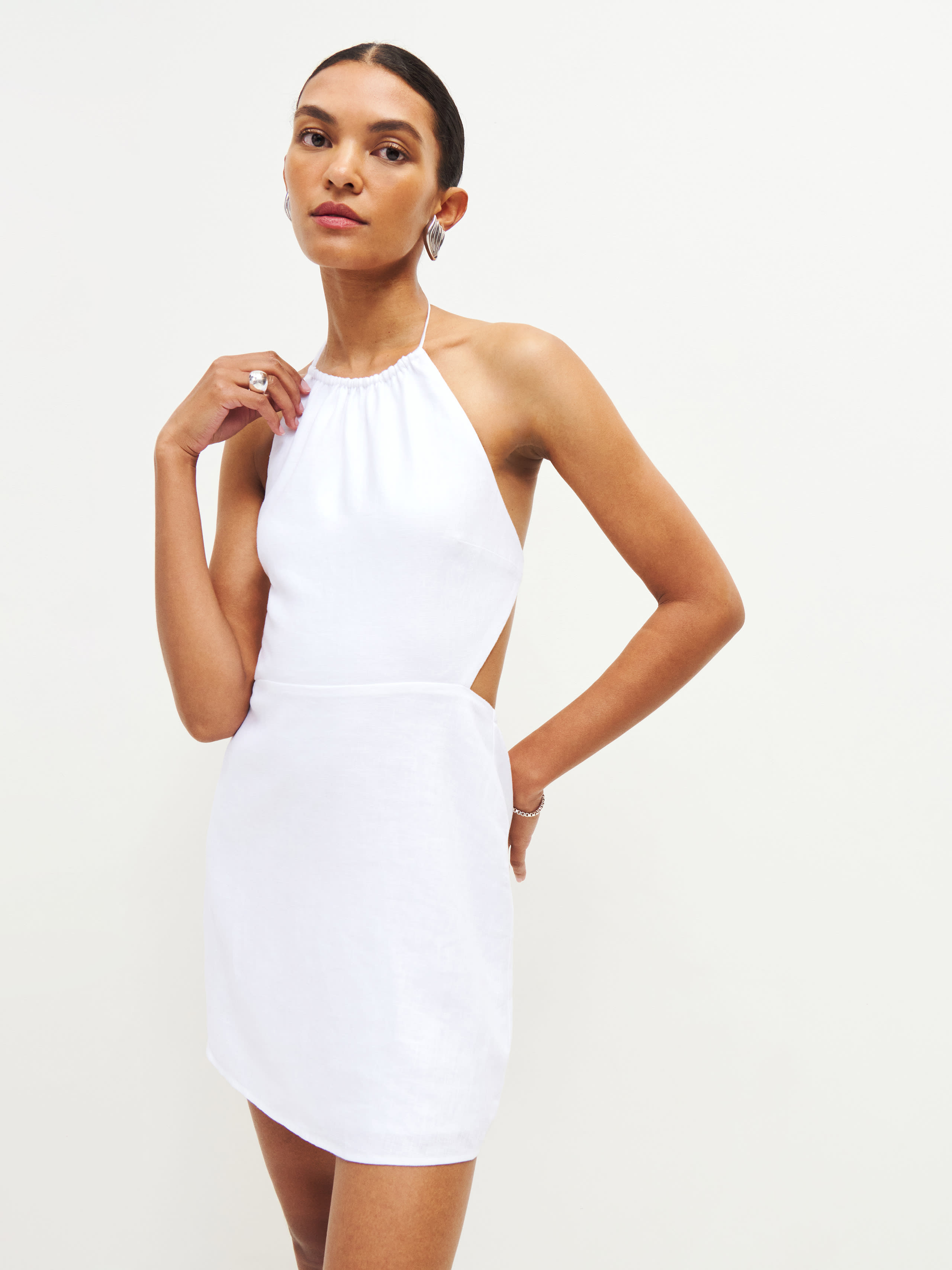 reformation mabli linen dress Reformation Mabli Linen Halter Dress In Black - 70% Off