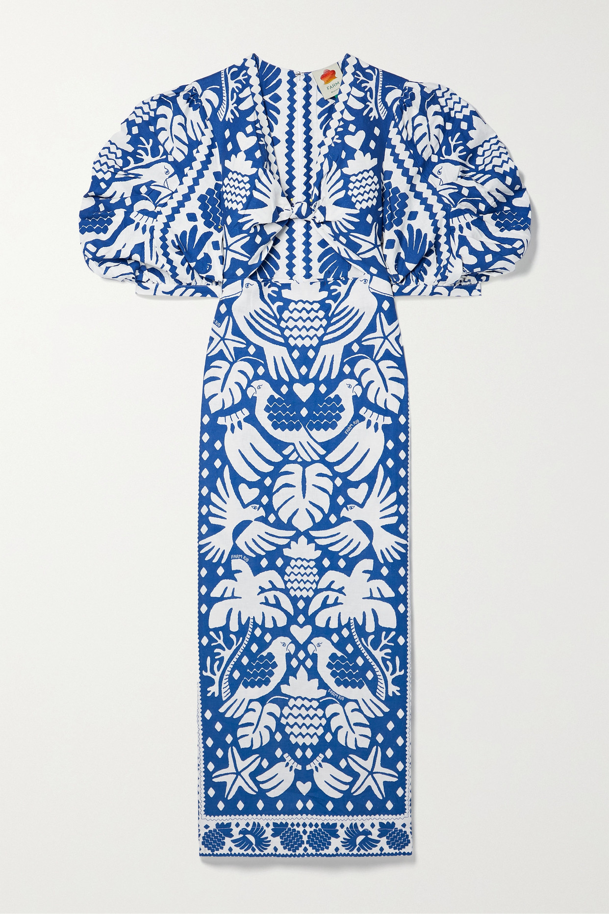 white christmas dresses Sand Leopard Flowers Cut Out Midi Dress – FARM Rio main image 0