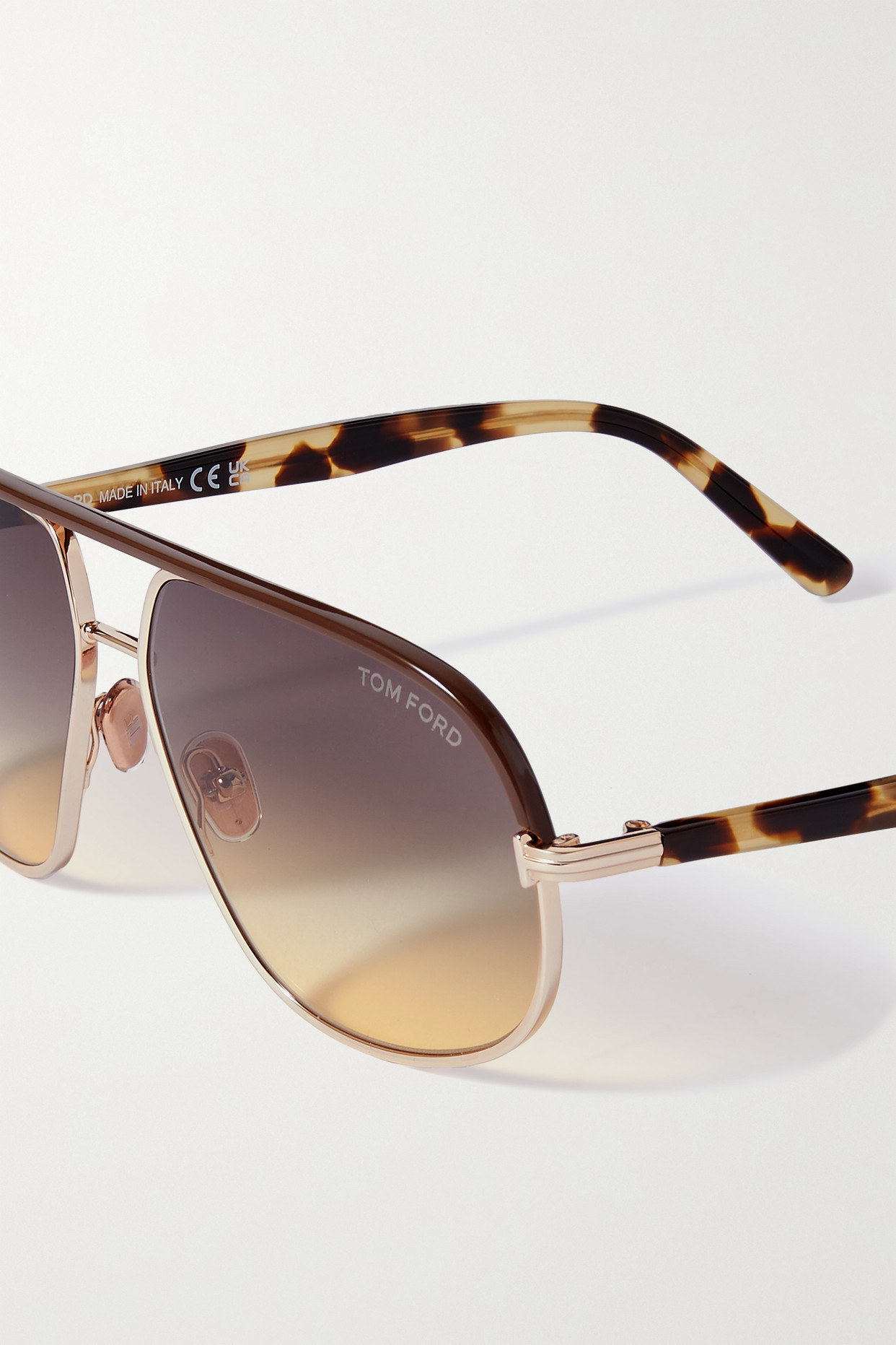 Tom Ford Maxwell Aviator-Style Gold-Tone And Tortoiseshell  display picture 2