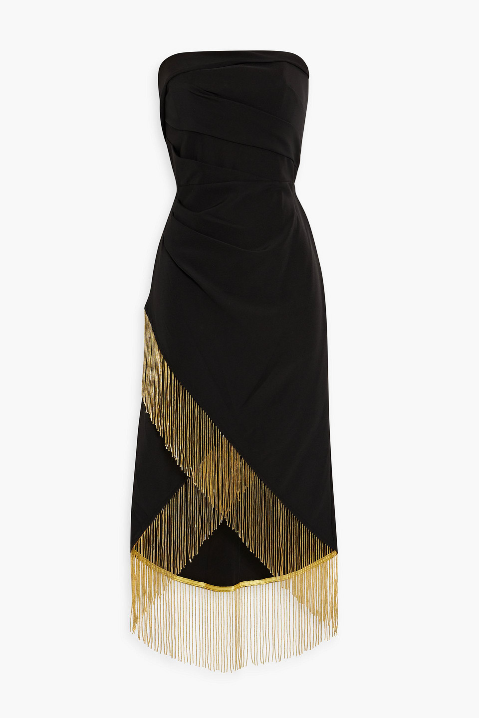 Marchesa Strapless Fringed Crepe Dress In Ivory - 80% Off | Editorialist