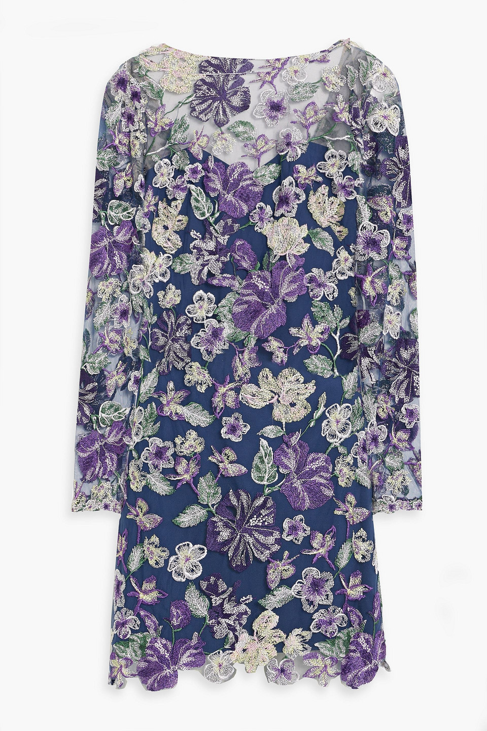 Marchesa Embroidered Tulle Mini Dress In Multicolor - 75% Off | Editorialist
