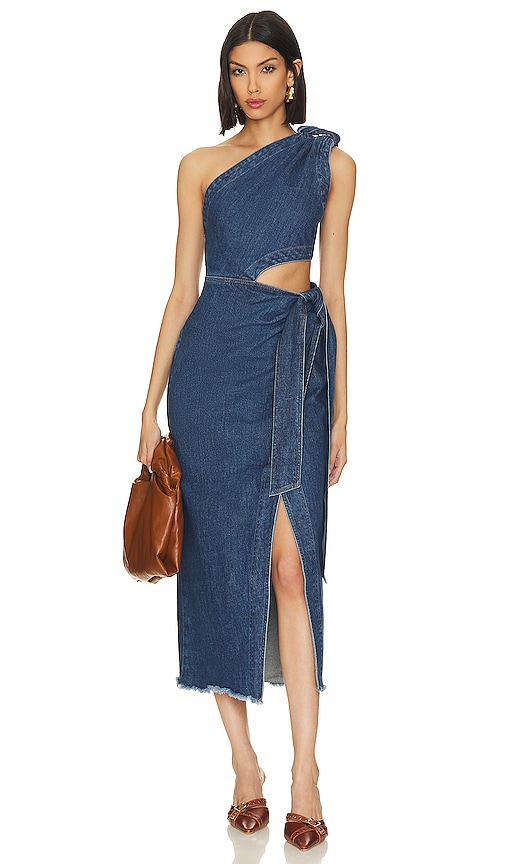 Simkhai Doran Denim Midi Dress In Blue In Covina - 30% Off | Editorialist Simkhai Doran Denim Midi Dress In Blue In Covina - 30% Off | Editorialist