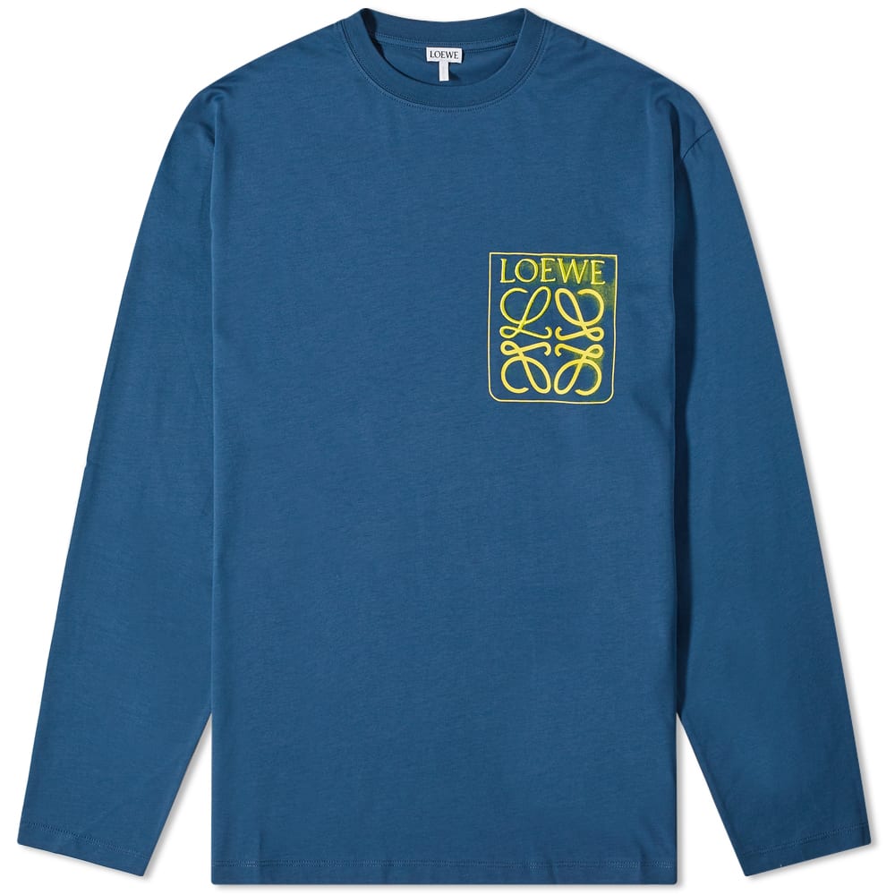 美品✨LOEWE Anagram Long Sleeve T-Shirt ロゴ Loewe Long Sleeve Anagram Fake Pocket T-Shirt - Petroleum