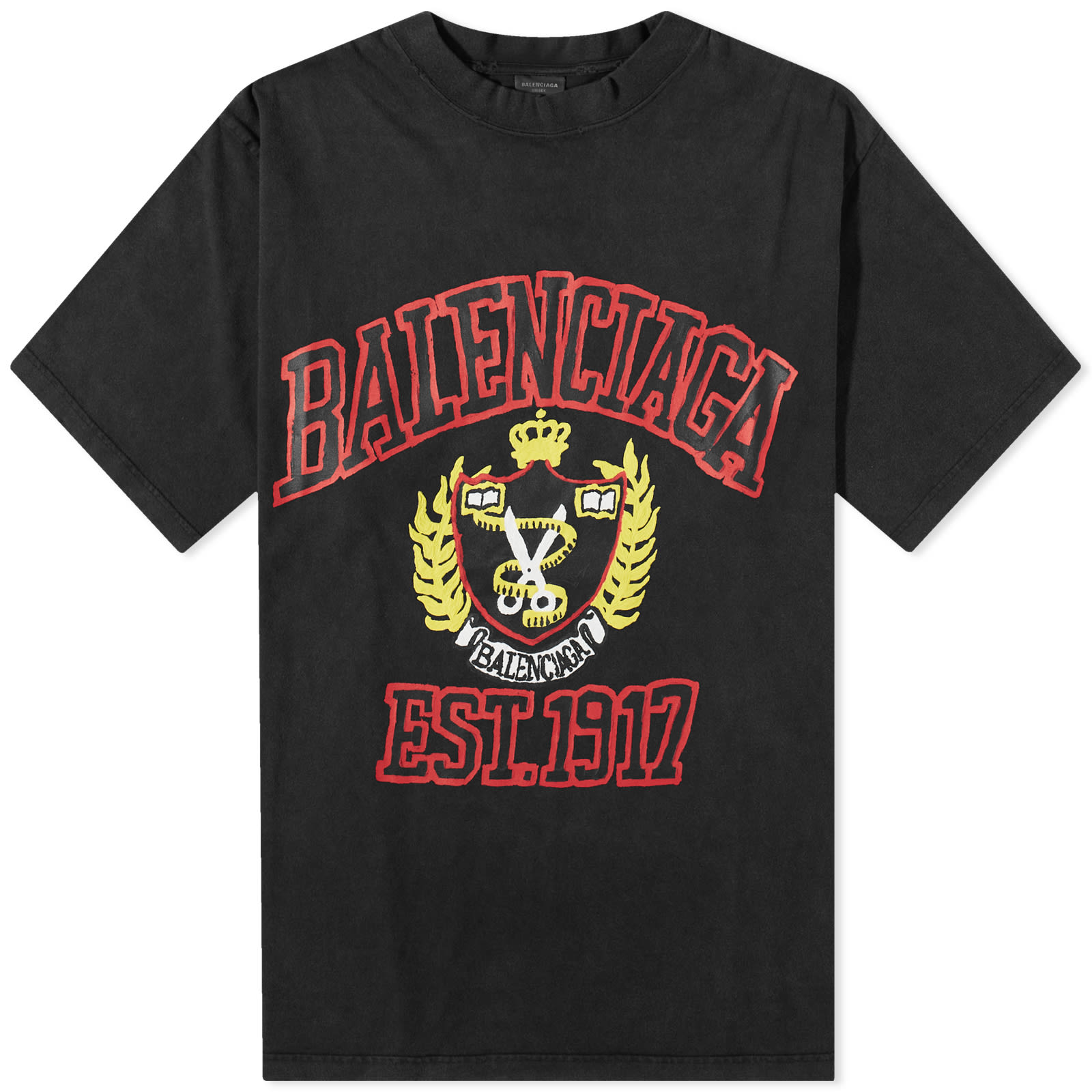 Balenciaga College T-Shirt In Washed Black - 45% Off | Editorialist