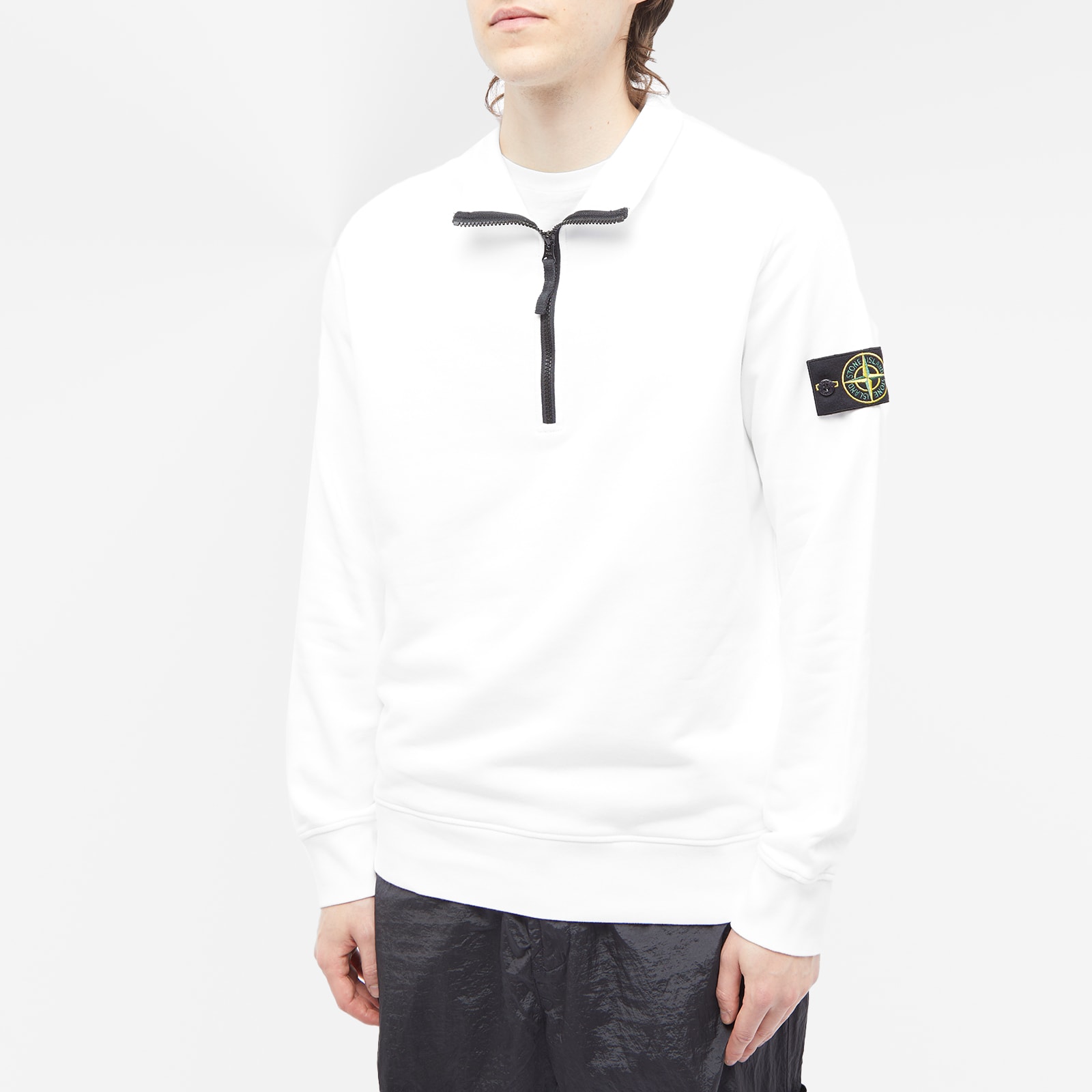 Stone Island Garment Dyed Half Zip Sweat In White - 46% Off 