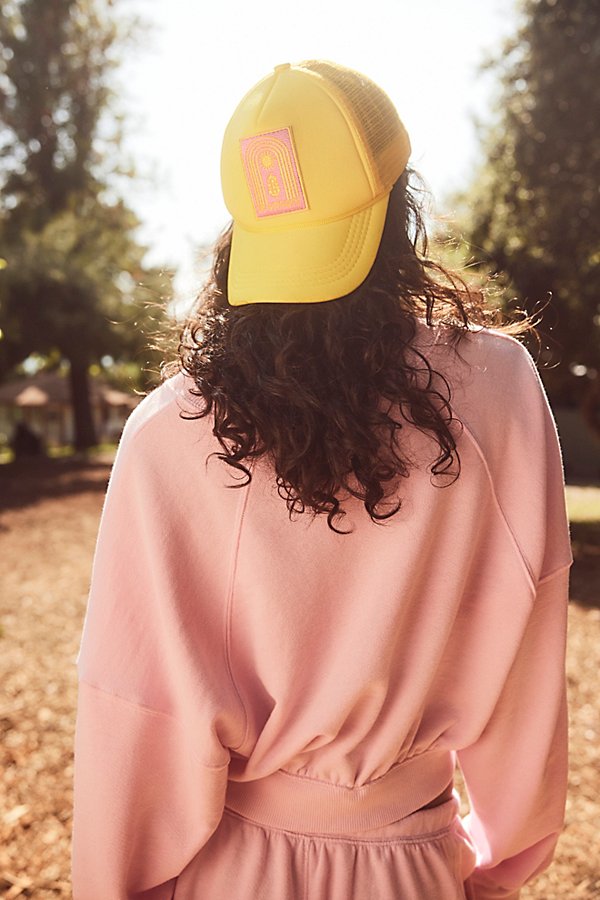 Free People Sunny Logo Patch Trucker Hat - Yellow Combo  display picture 1