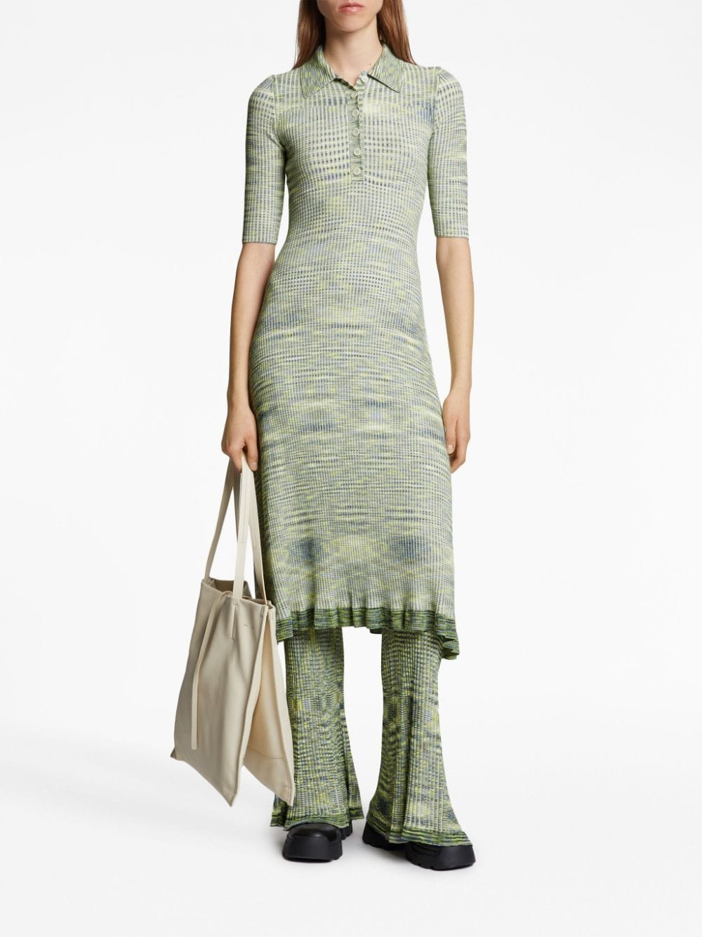 PROENZA SCHOULER WHITE LABEL Proenza Schouler White Label Space Dye Ribbed-Knit Polo Dress