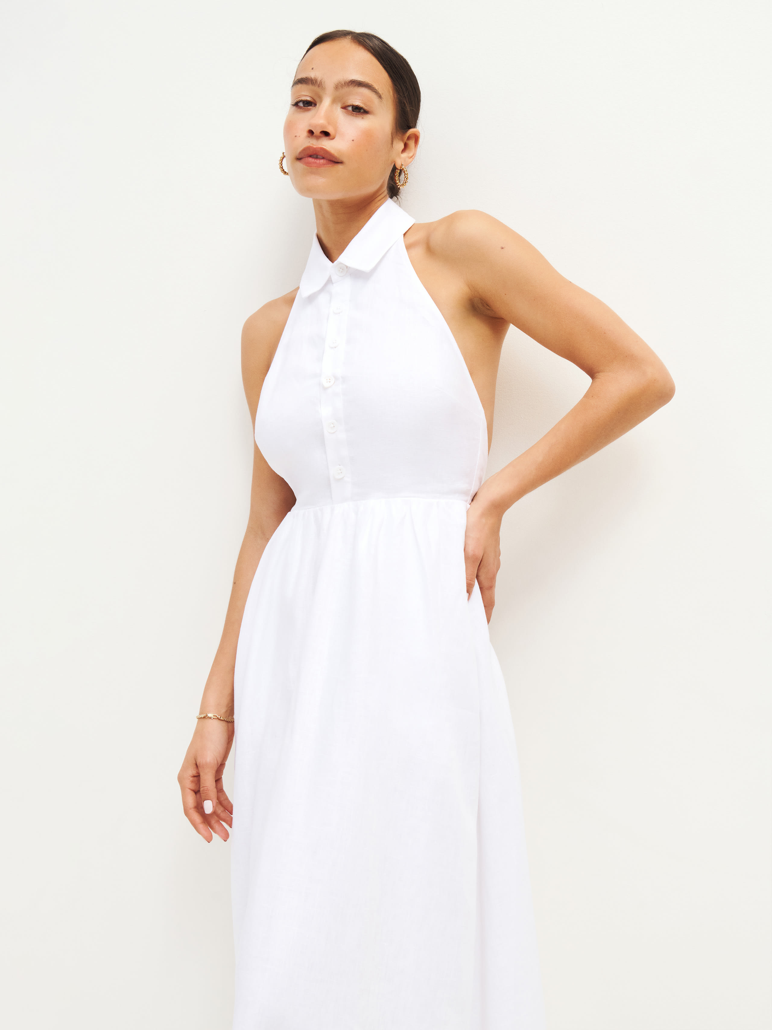 Reformation Tace Linen Dress In Slate Check - 70% Off | Editorialist