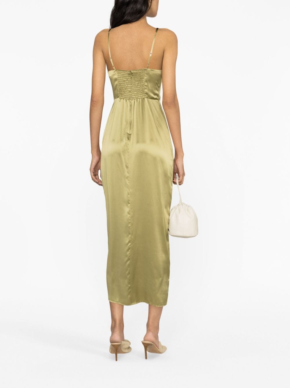 solay silk dress reformation Reformation Solay Silk Dress In Bottle Green - 60% Off