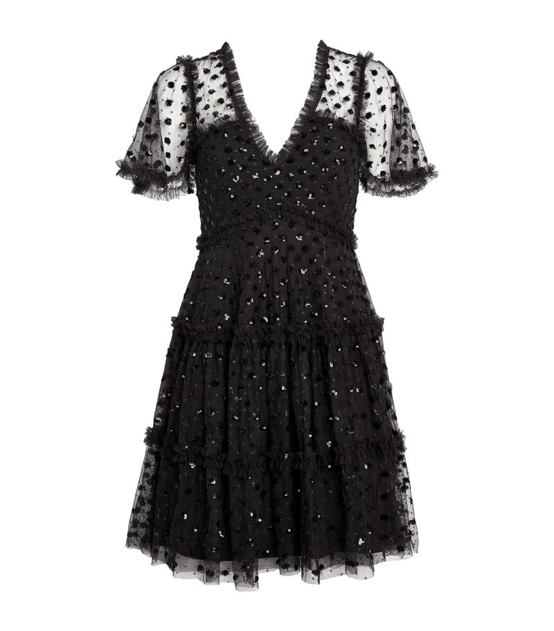 thea black embroidered mini dress House of CB Thea Black Embroidered Mini Dress Size XS