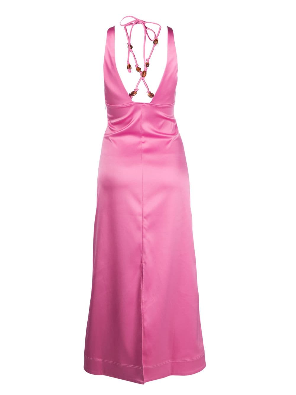 open lace back dress Ganni // Pink Jacquard Wrap Dress  VSP Consignment