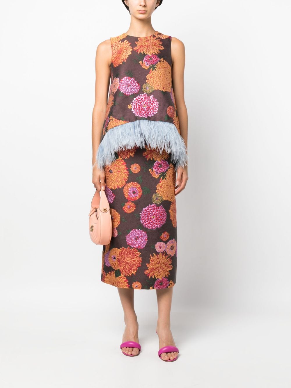 LA DOUBLEJ La DoubleJ La Scala Feather-Trim Top