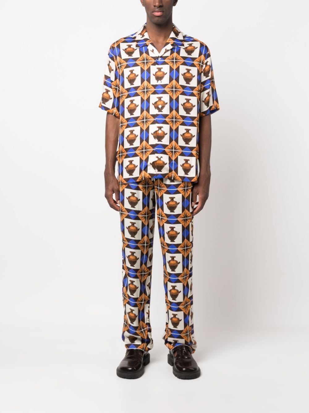 DROLE DE MONSIEUR Zalij-Pattern Wide-Leg Trousers