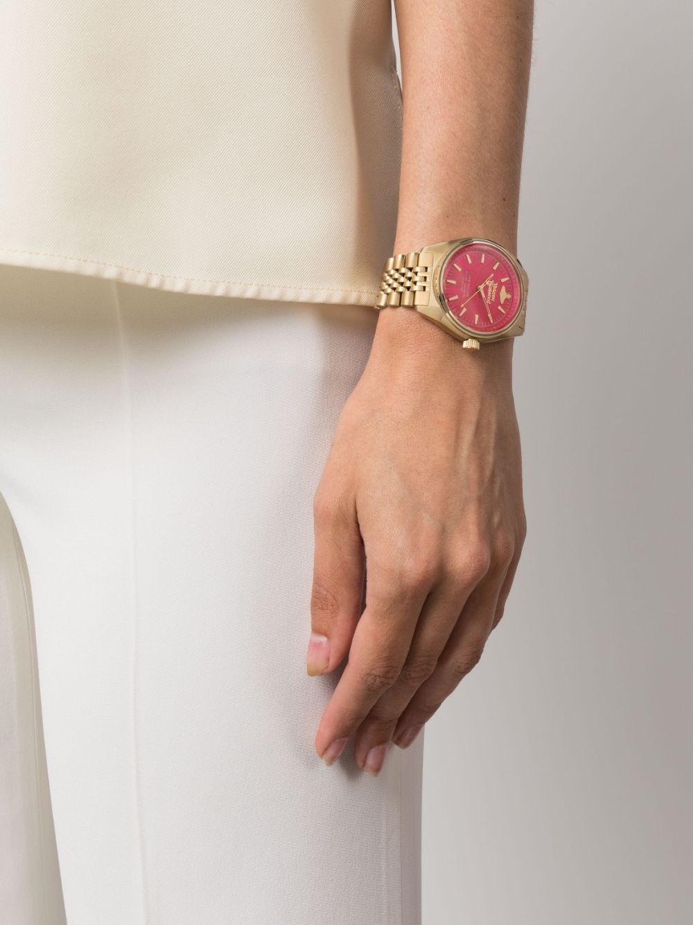 Vivienne Westwood Gold Tone Bracelet Watch with Pink Inlay gold watch vivienne westwood pink - TikTok Shop main image 2