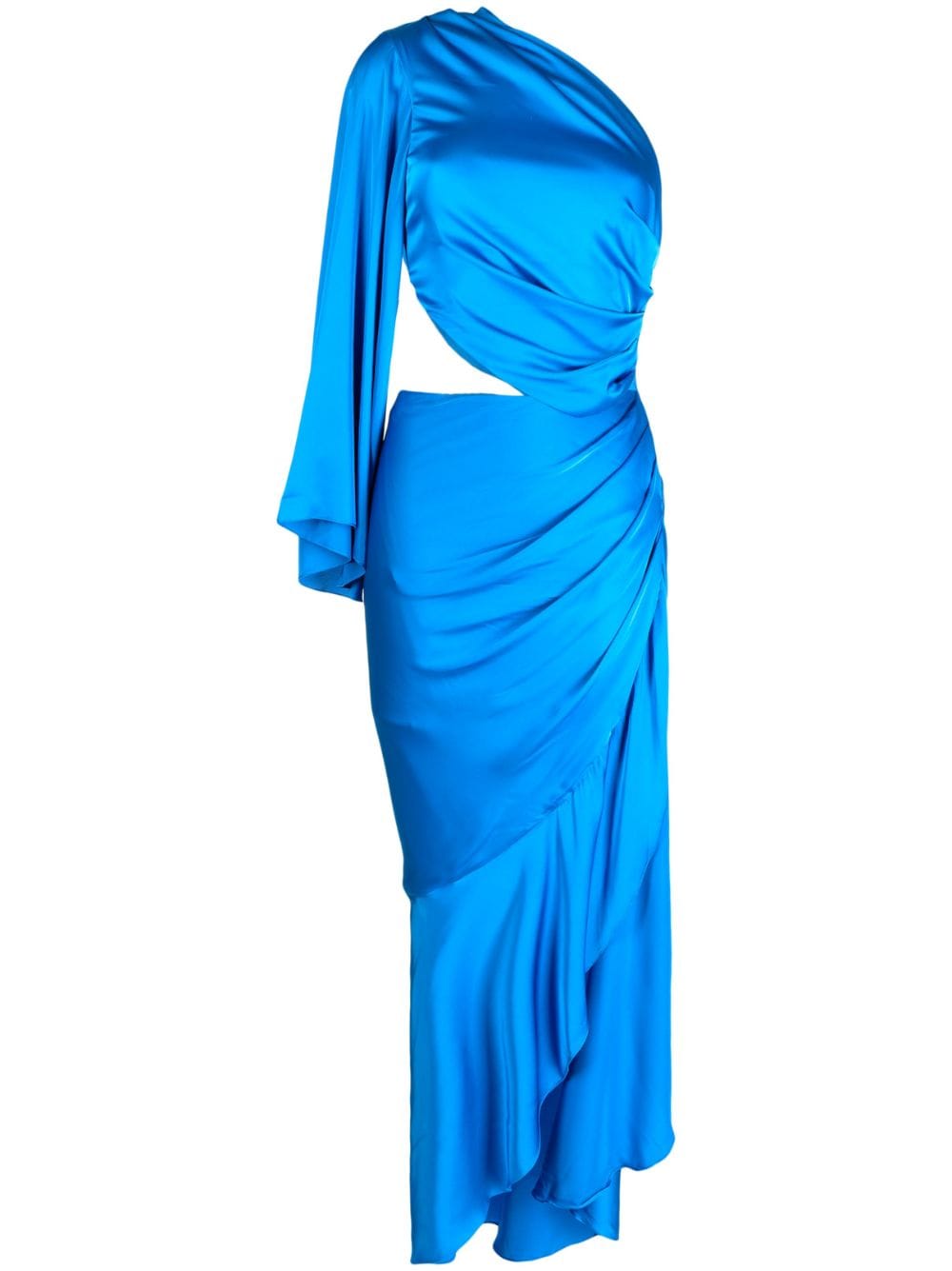 strapless open back dress METALLIC PLISSE ONE SHOULDER GOWN – PatBO main image 0