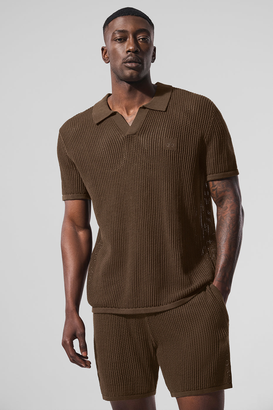 オーラリー FLAT YARN MESH KNIT POLO A9SP05GM AURALEE(オーラリー) / FLAT YARN MESH KNIT POLO/A9SP05GM/1/コットン