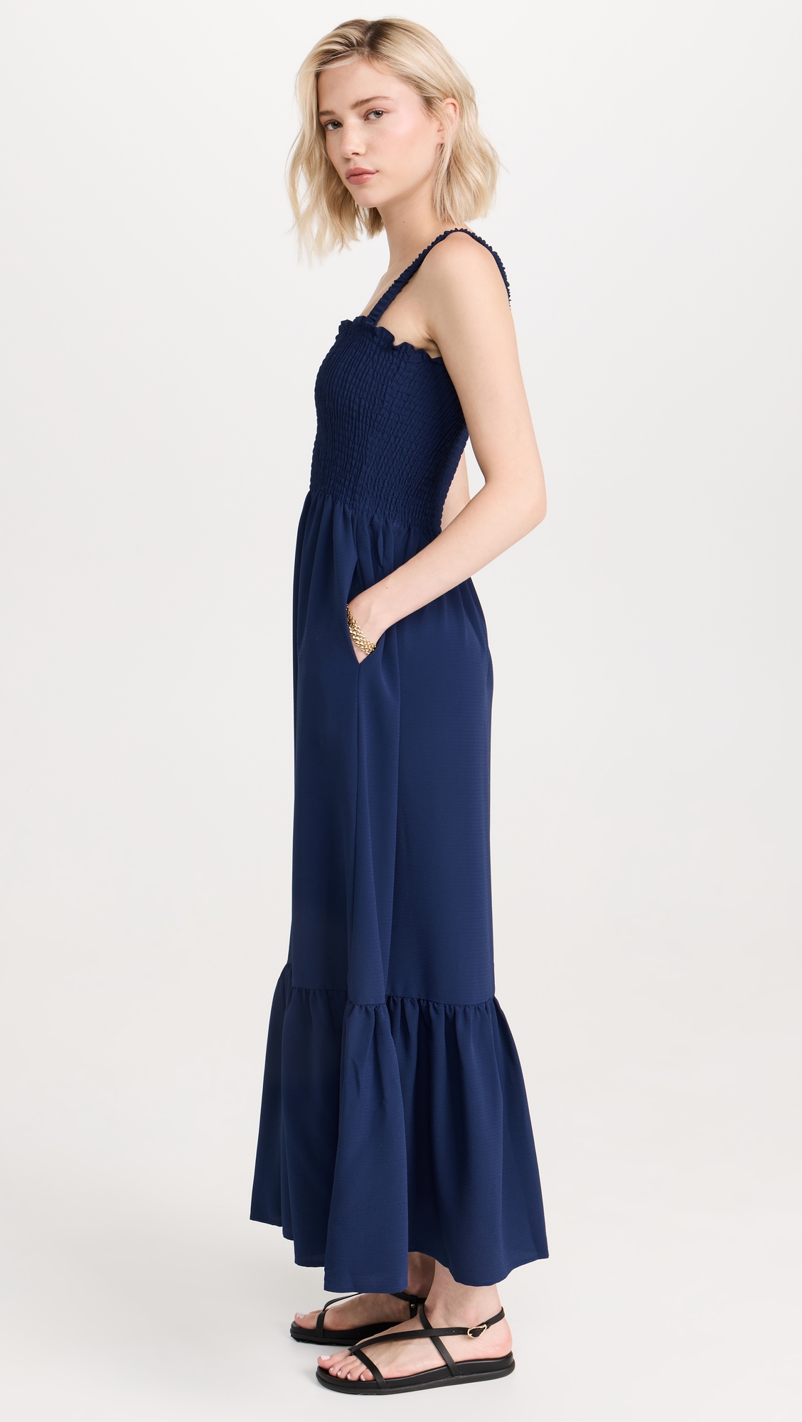 HILL HOUSE HOME Hill House Home Anjuli Smocked Maxi Dress with Ruffled Hem