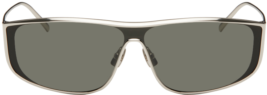Saint Laurent Black Sl 605 Luna Sunglasses In 001 Silver/Grey 48