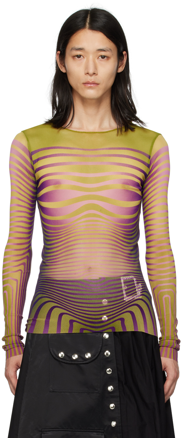 Jean Paul Gaultier Green & Purple Body Morphing Long Sleeve T