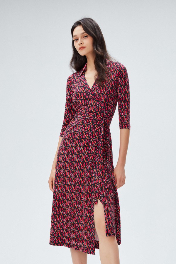 Diane Von Furstenberg Abigail Silk Jersey Midi Wrap Dress In Natural - 50%  Off | Editorialist