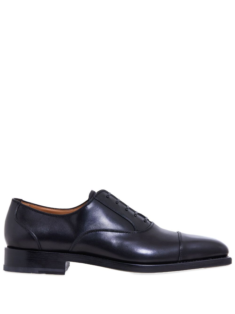 Ferragamo Tonal-Toecap Leather Oxford Shoes - Black  display picture 1