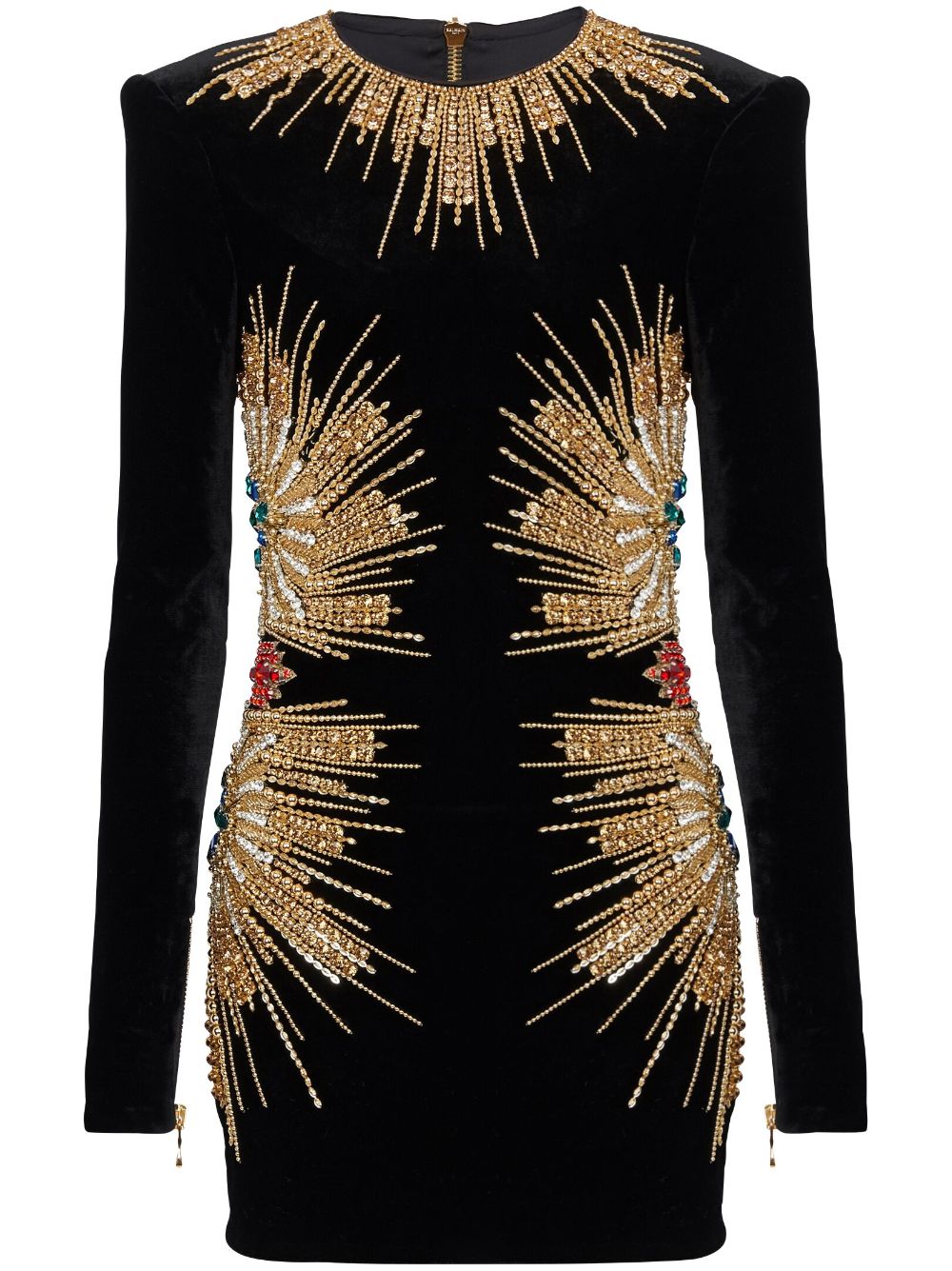 Balmain Crystal-Embellished Velvet Mini Dress In Black - 50% Off |  Editorialist
