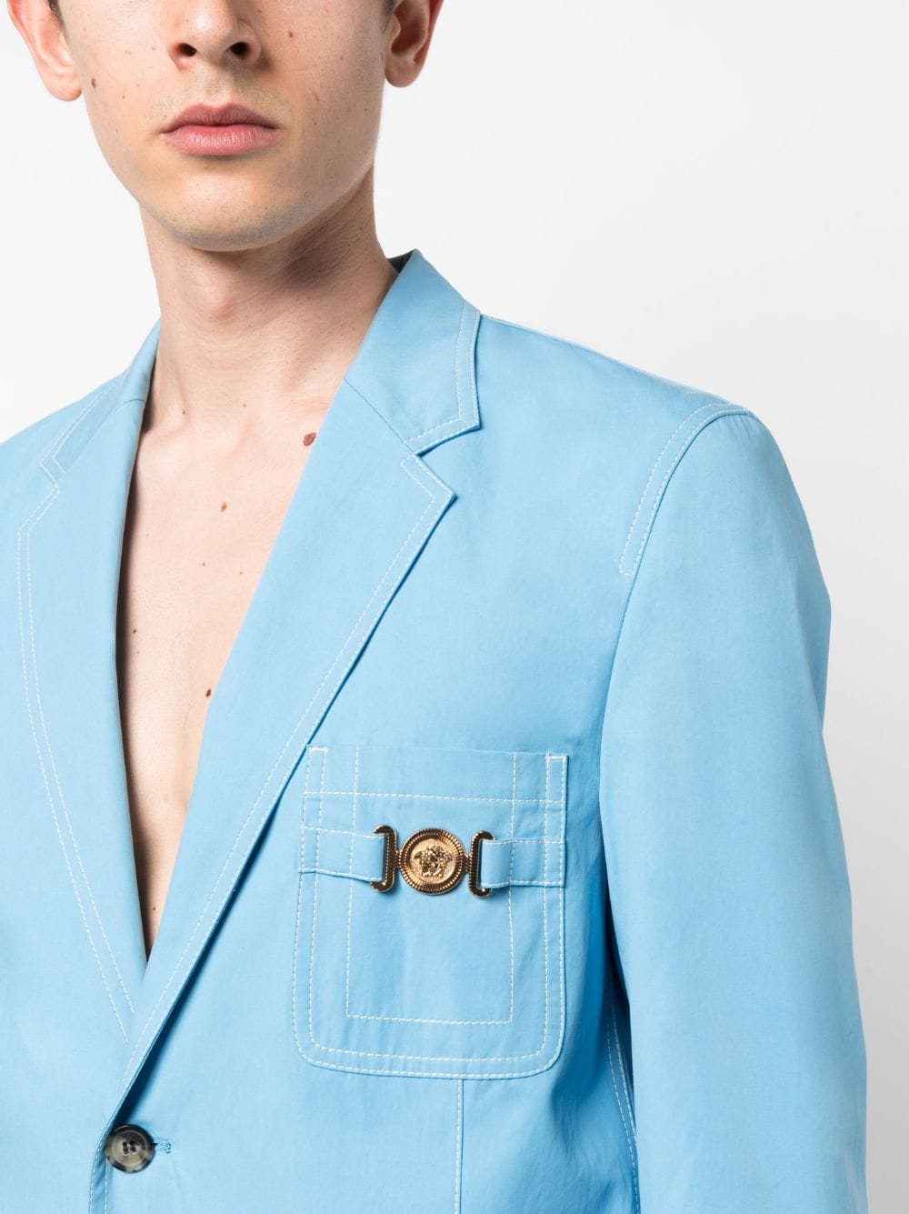 Versace Medusa Biggie Single-Breasted Blazer In Blue - 50% Off