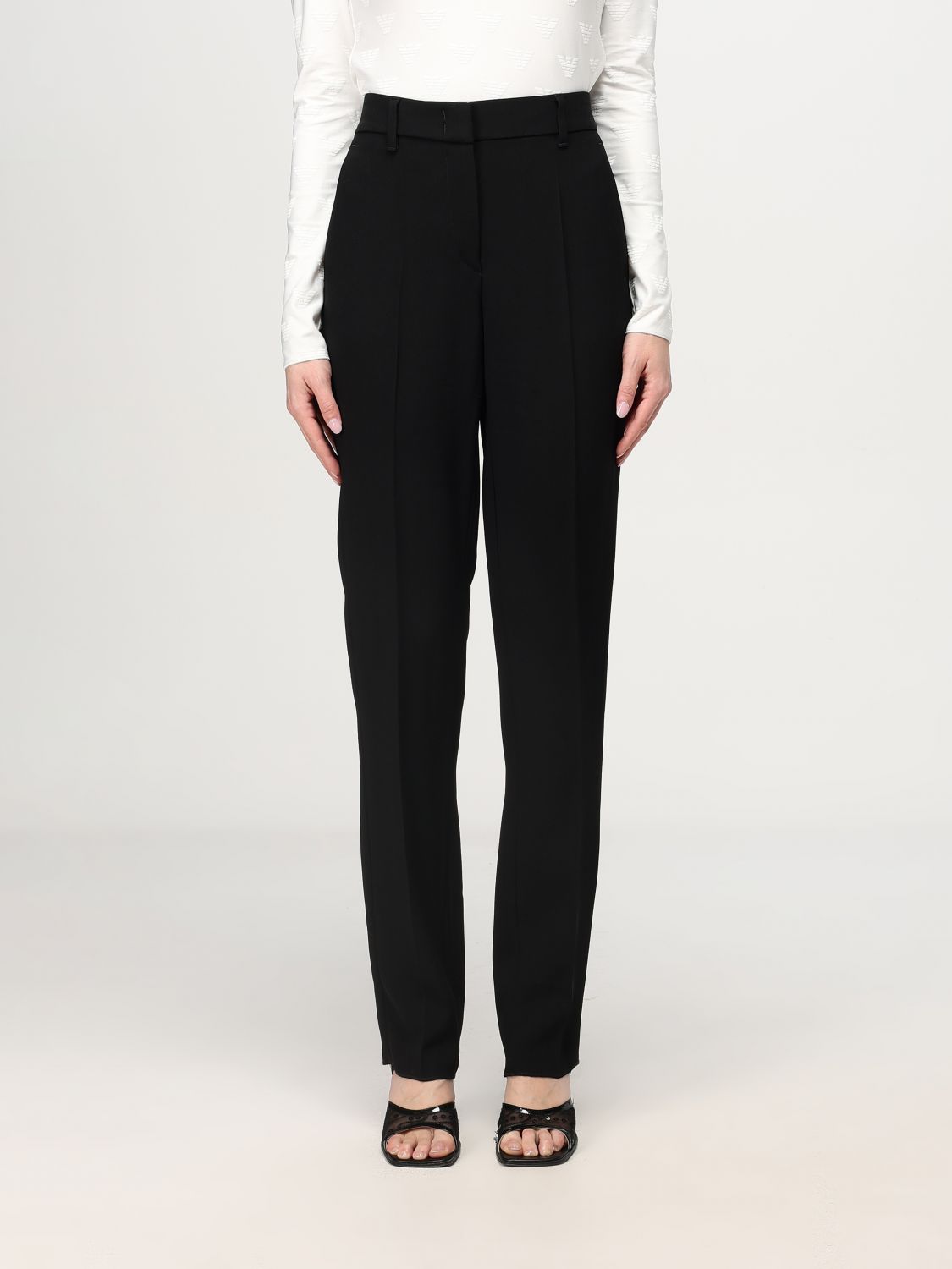 Emporio Armani Viscose Blend Pants In Black - 20% Off | Editorialist