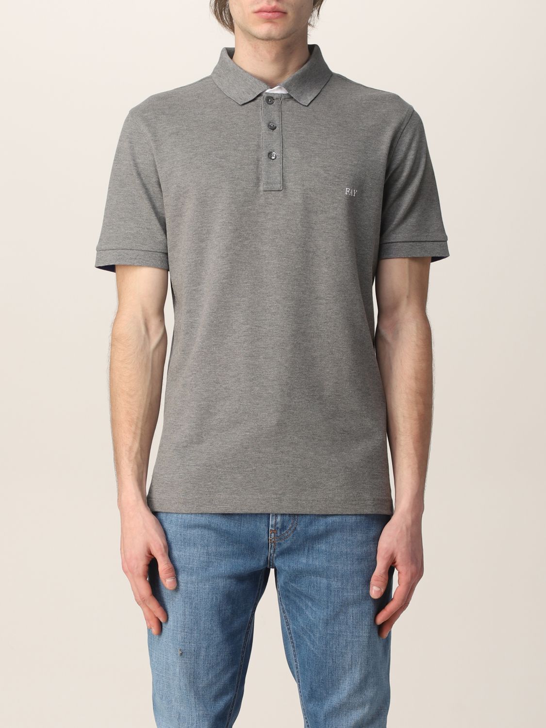 FAY stretch cotton polo shirt with logo
