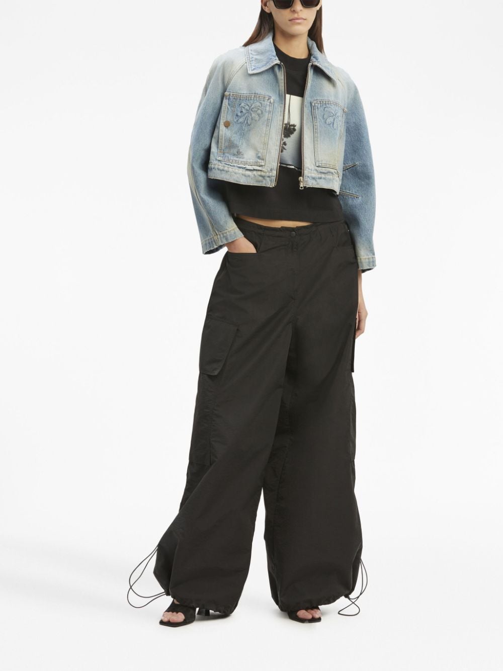 PALM ANGELS Palm Angels Paris Cropped Denim Jacket