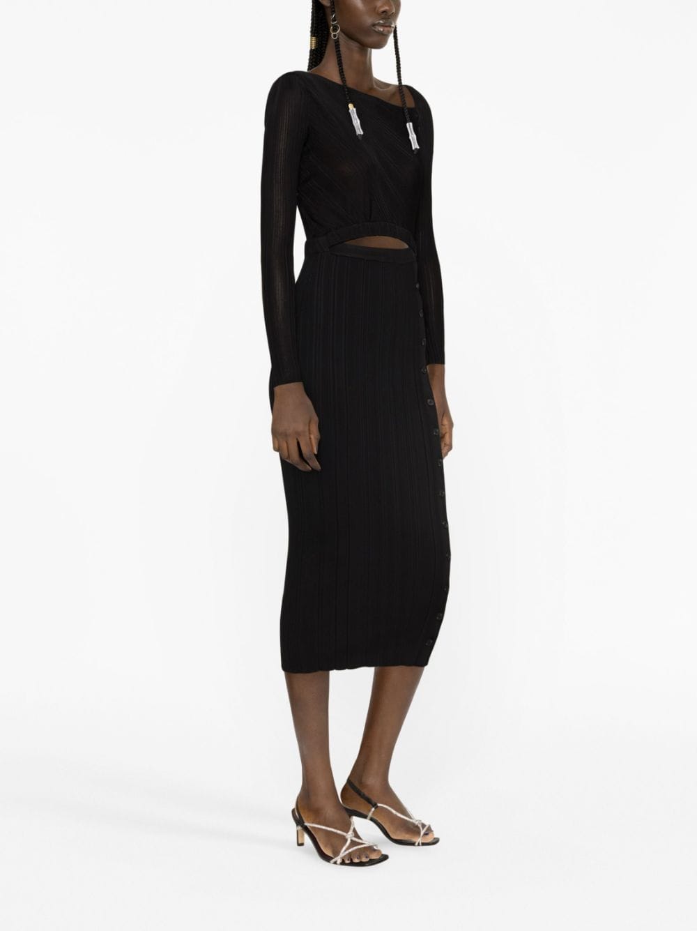 self portrait cutout ribbed knit midi dress Self-Portrait Cutout ribbed-knit midi dress Self-Portrait