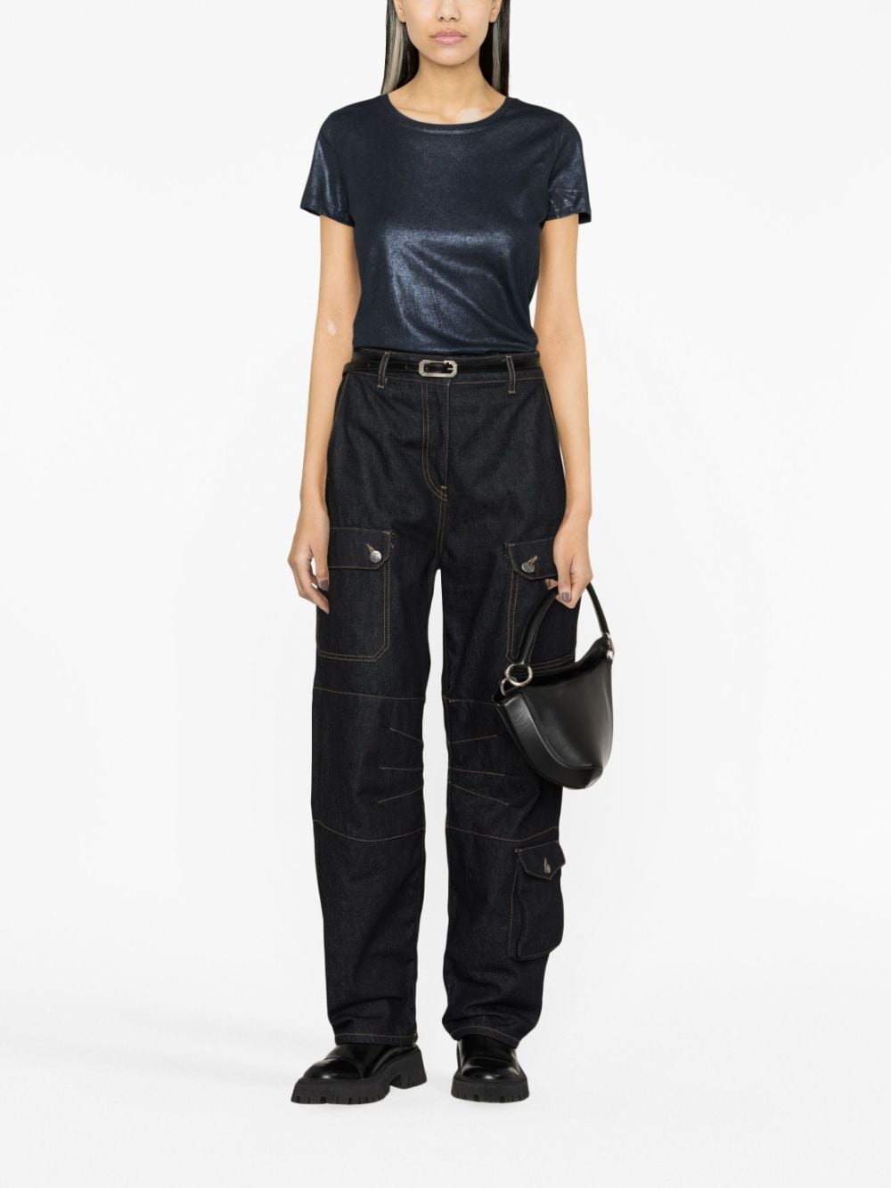 MADISON MAISON Madison.Maison Short-Sleeve Lamé T-Shirt